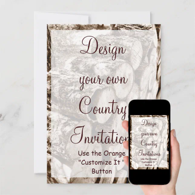 Design your Own Country Invitations Template Wood | Zazzle