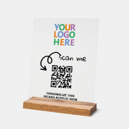 Design Your Own Custom Personalized Logo QR Code Acrylic Sign | Zazzle