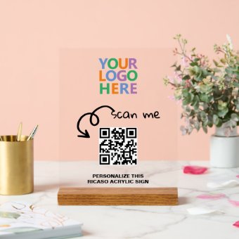 Design Your Own Custom Personalized Logo QR Code Acrylic Sign | Zazzle