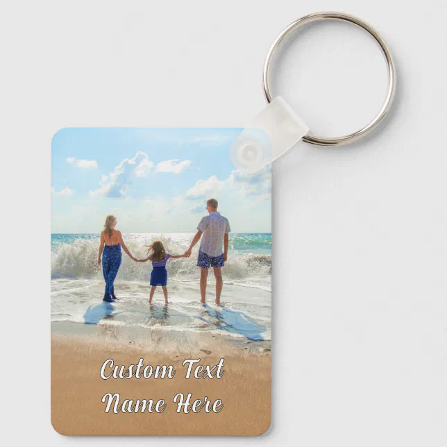 Design Your Own Family Photo Keychain Custom Text | Zazzle