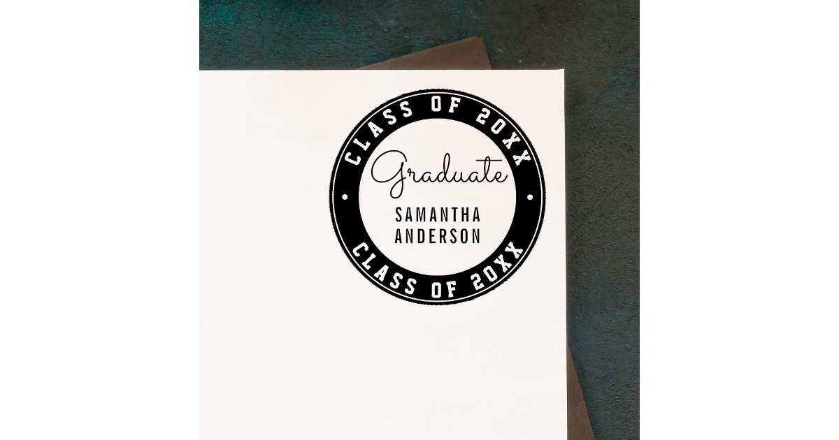 Design Your Own Green Round Graduation Typography Self-inking Stamp ...