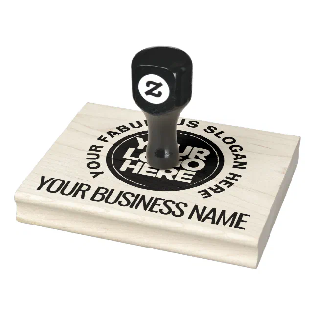 Design your own logo modern rubber ink stamp | Zazzle