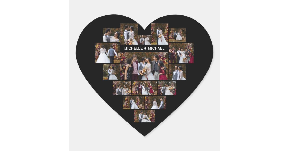 Design Your Own Love Heart Shaped Photo Collage Heart Sticker | Zazzle