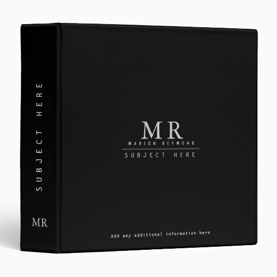 design your own monogrammed on black 3 ring binder | Zazzle.com