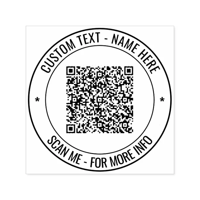 Design Your Own QR Code Custom Text Round Stamp | Zazzle