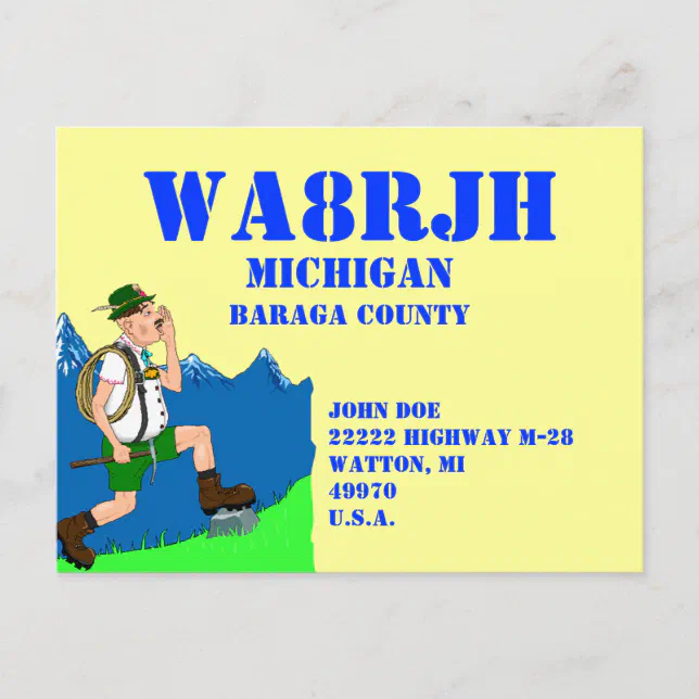 Design Your Own QSL HAM Radio Ops Yodeling Yodeler Invitation Postcard ...