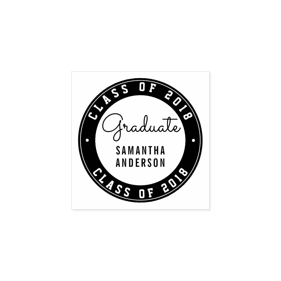 Design Your Own Round Graduation Typography Rubber Stamp | Zazzle