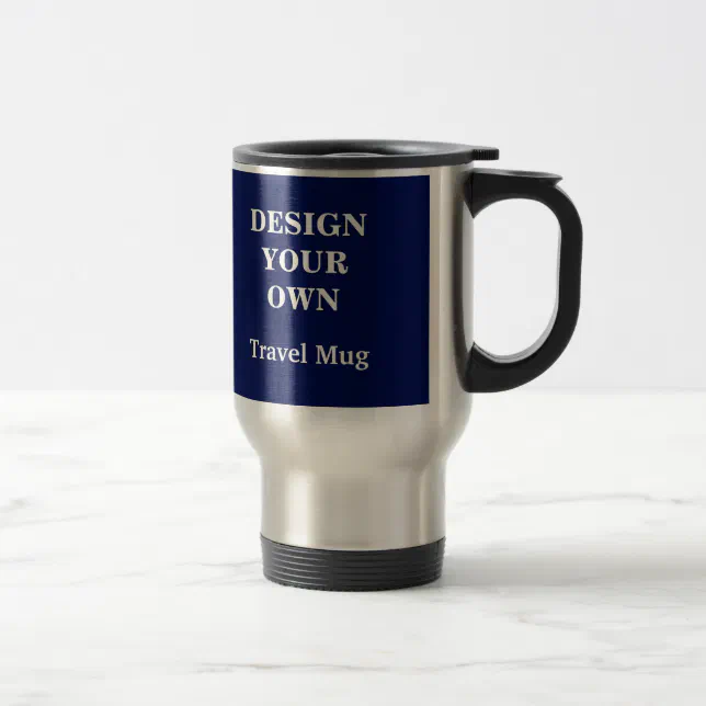 Design Your Own Travel Mug - Blue and Silver | Zazzle
