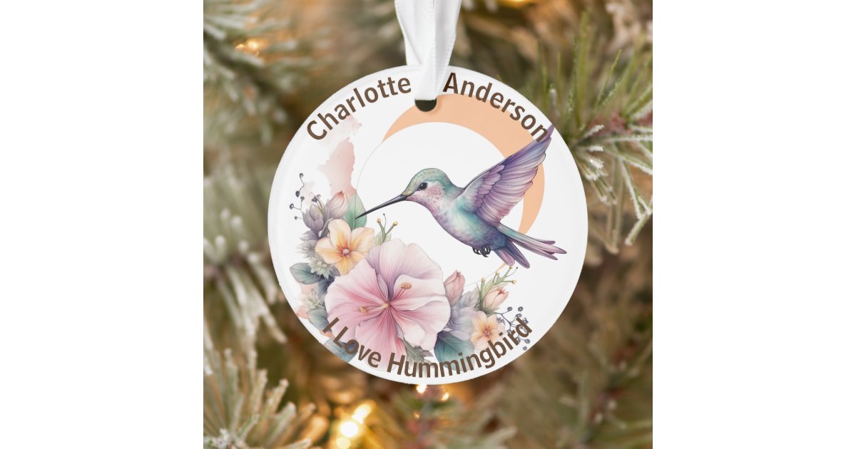 Design Your Own Watercolor Hummingbird Custom Name Ornament | Zazzle