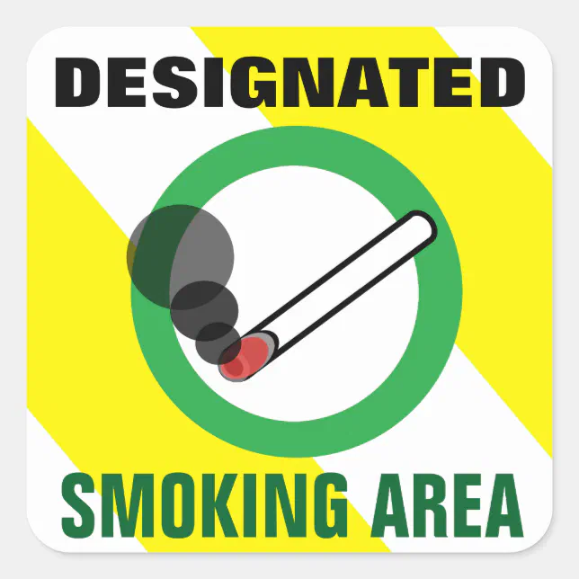 Designated Smoking Area Sign Square Sticker | Zazzle
