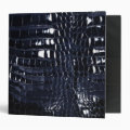 Designer Alligator Crocodile Skin Shiny Navy Blue 3 Ring Binder | Zazzle