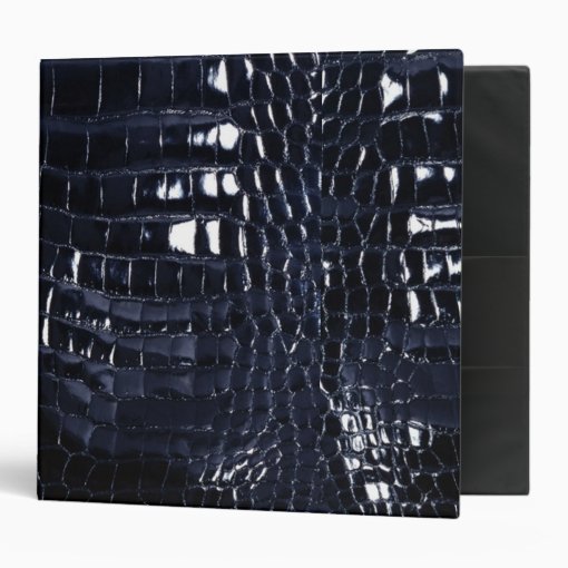 Designer Alligator Crocodile Skin Shiny Navy Blue 3 Ring Binder | Zazzle