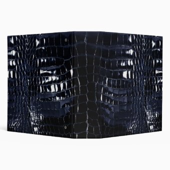 Designer Alligator Crocodile Skin Shiny Navy Blue 3 Ring Binder | Zazzle