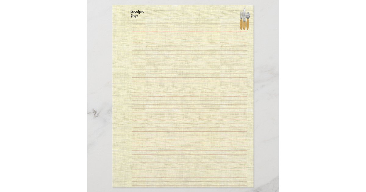 Designer Lined Recipe Paper | Zazzle