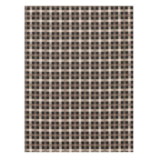 Designer plaid / tartan pattern brown and black tablecloth | Zazzle