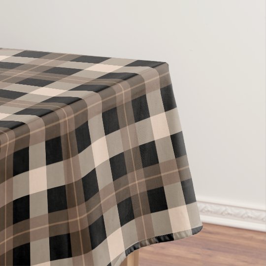 Designer plaid / tartan pattern brown and black tablecloth | Zazzle.com