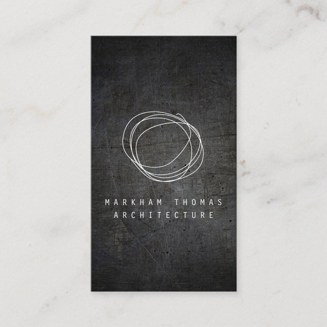 Designer Scribble Logo on Black Grunge Metal Business Card | Zazzle