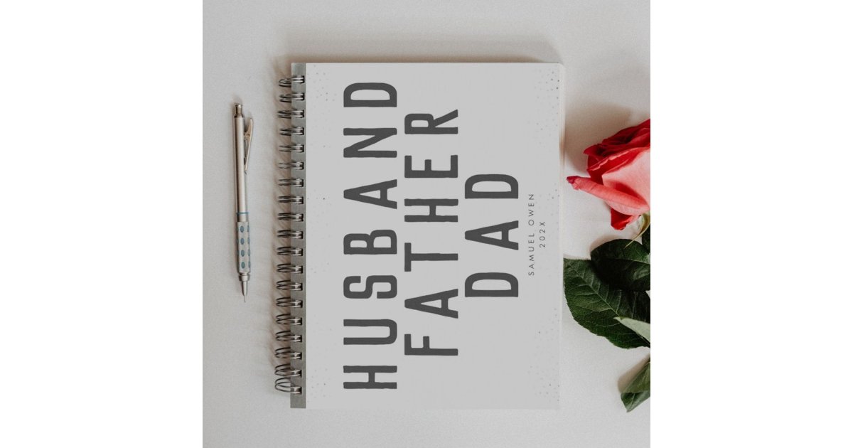 Designer Script Father's Day Gray Modern Diary Notebook | Zazzle