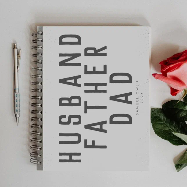 Designer Script Father's Day Gray Modern Diary Notebook | Zazzle