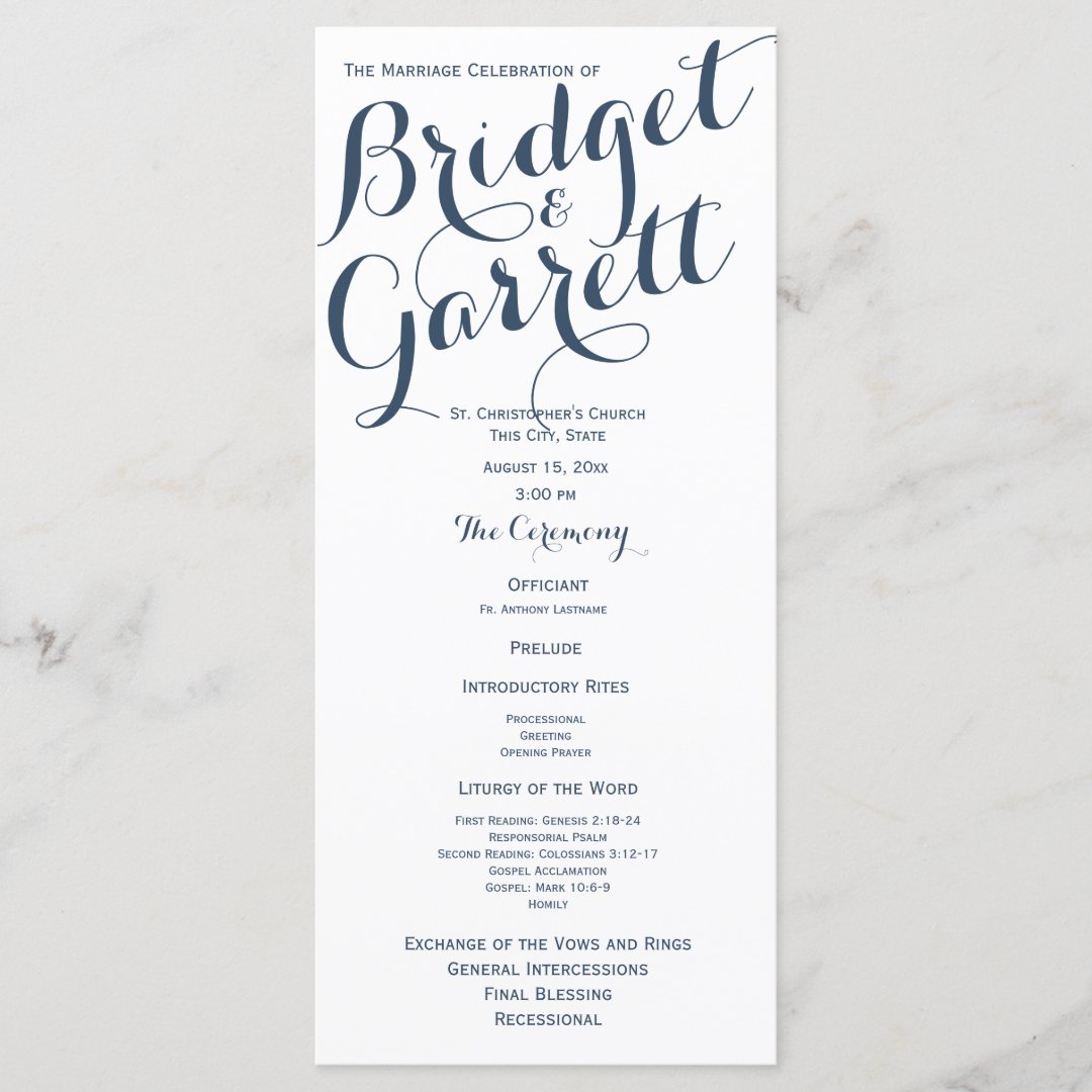 Designer Text Wedding Program | Zazzle
