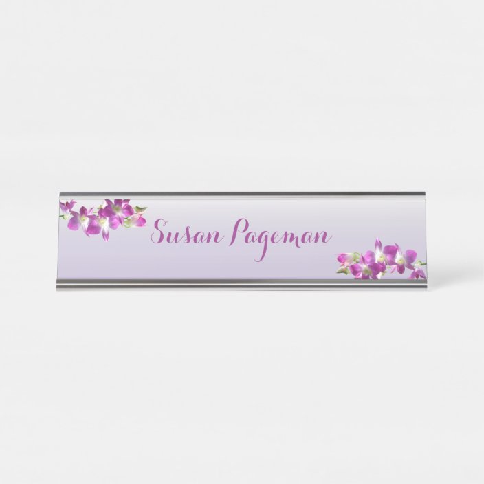 Desk Hanging Name Plate Purple Plum Lav. Orchids | Zazzle.com