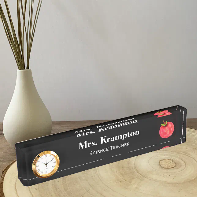 Desk Name Plate for Teachers with Clock | Zazzle