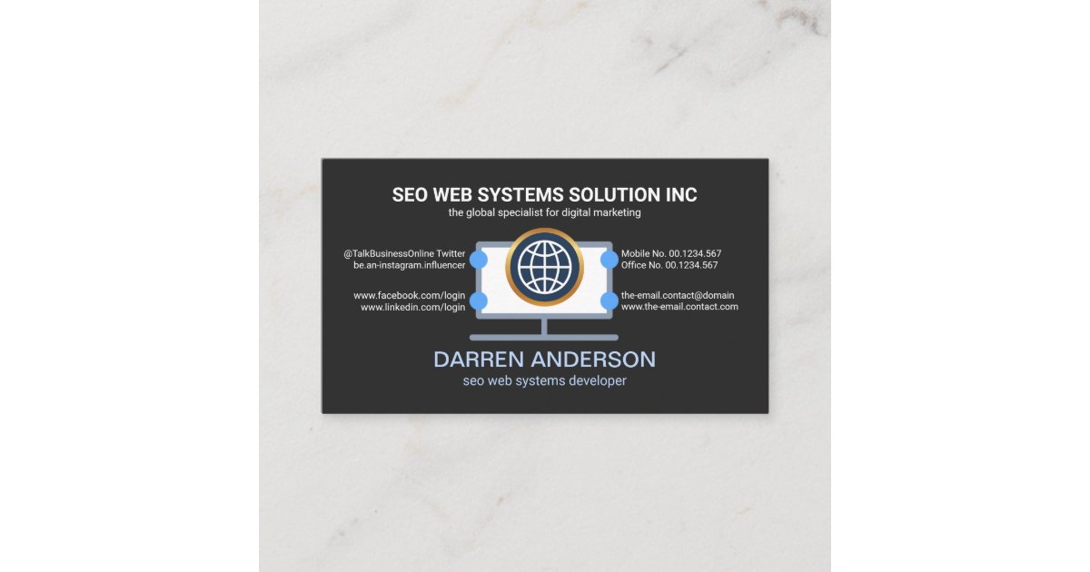 Desktop Computer Placard Web SEO Technology Business Card | Zazzle