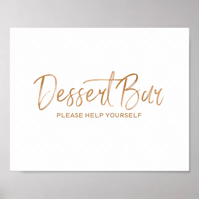 Dessert Bar 8x10 Stylish Rose Gold Wedding Sign | Zazzle