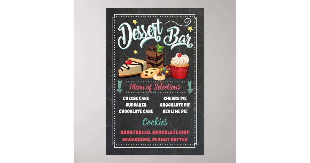 Dessert Bar Menu Party Sign | Zazzle