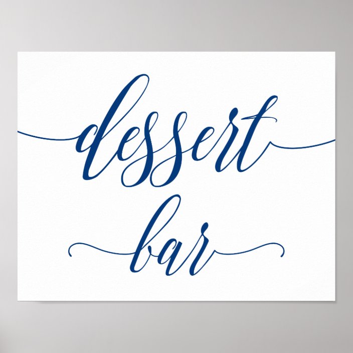 Dessert Bar Wedding Sign in Navy Blue Calligraphy | Zazzle.com
