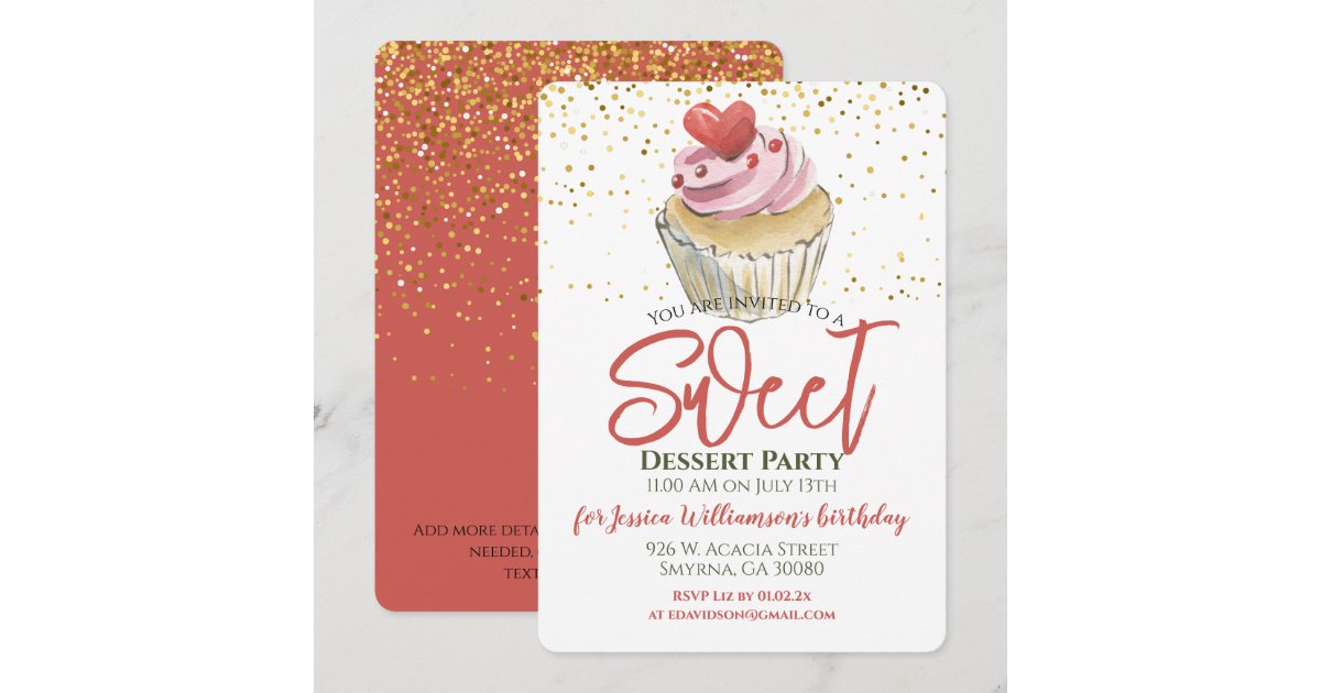 Dessert Cupcake Party Invitation | Zazzle