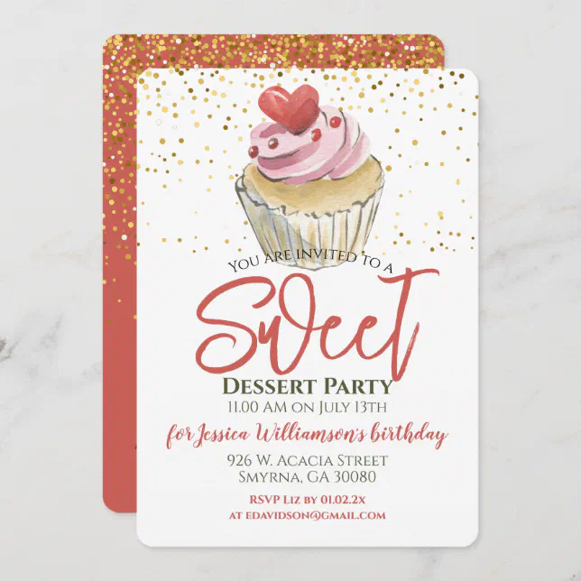 Dessert Cupcake Party Invitation | Zazzle