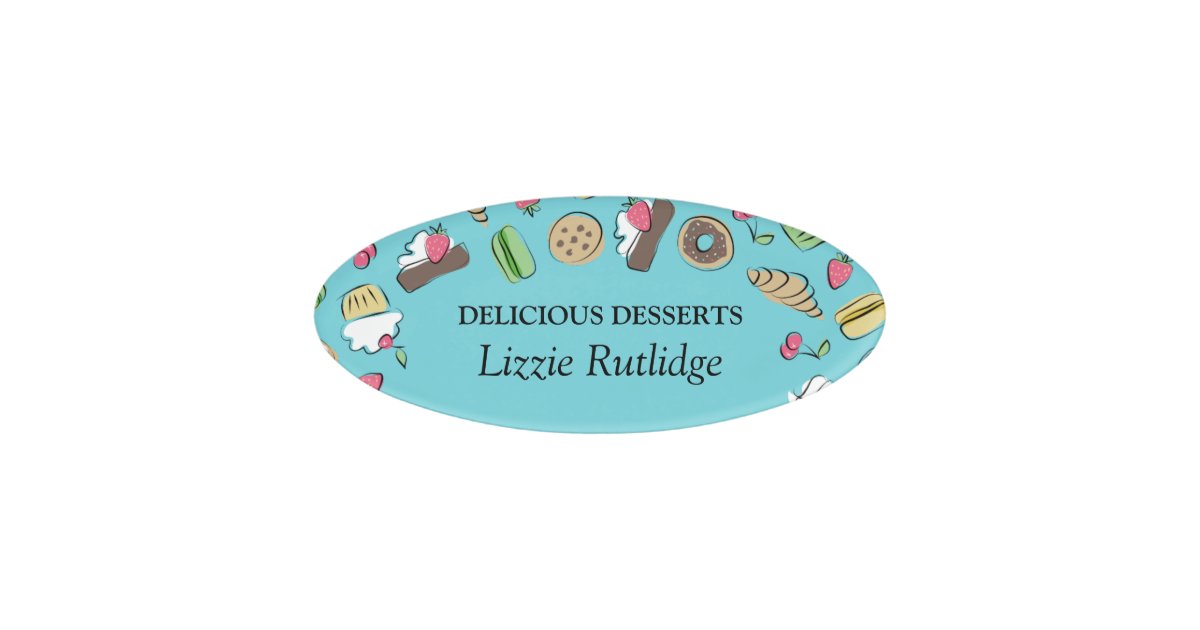 Dessert Doodles | Bakery Name Tag | Zazzle