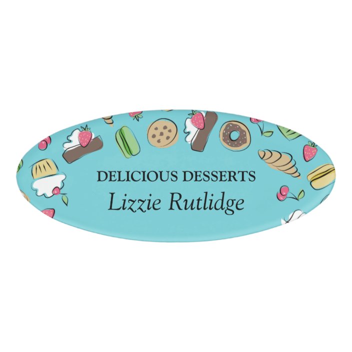 Dessert Doodles | Bakery Name Tag | Zazzle.com