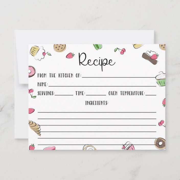 Dessert Doodles Recipe Card | Zazzle.com