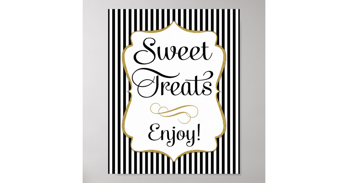 Dessert Sign Black Gold Sweet Treats | Zazzle