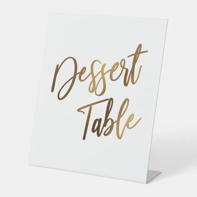 Dessert Table Simple Gold Handwriting Typography Pedestal Sign | Zazzle