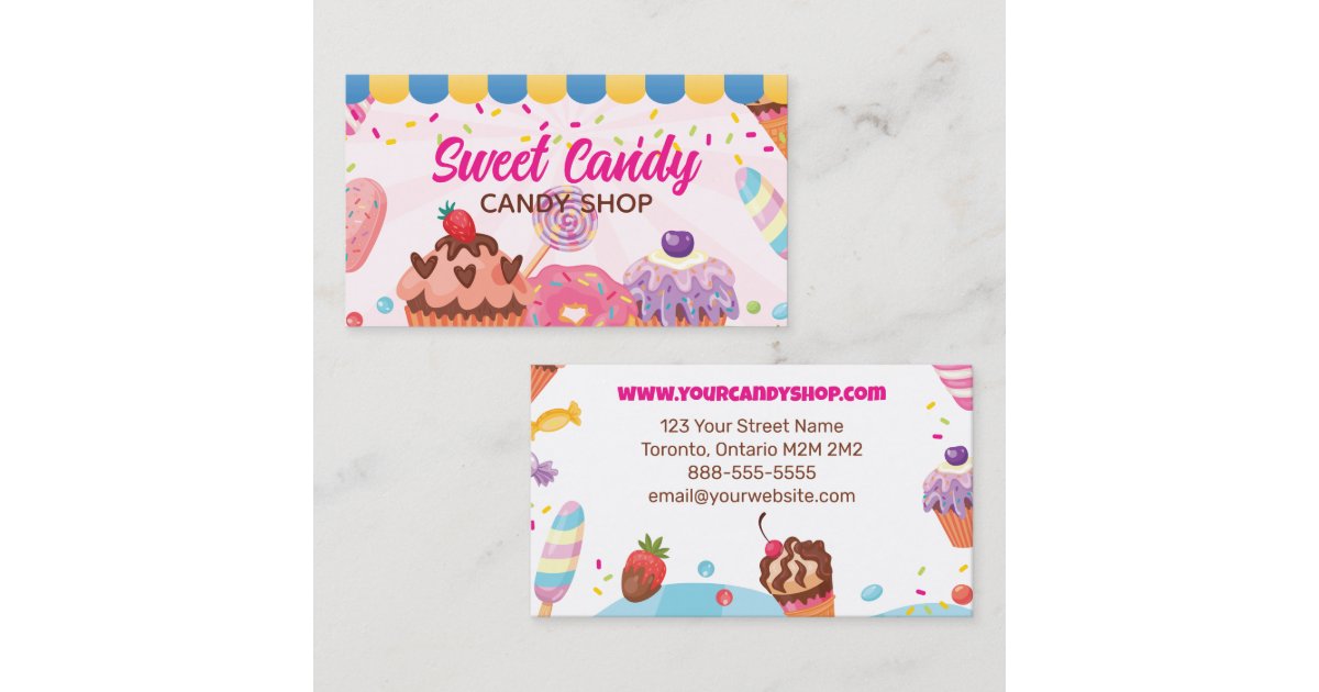 Desserts and Candies Business Card | Candy Shop | Zazzle