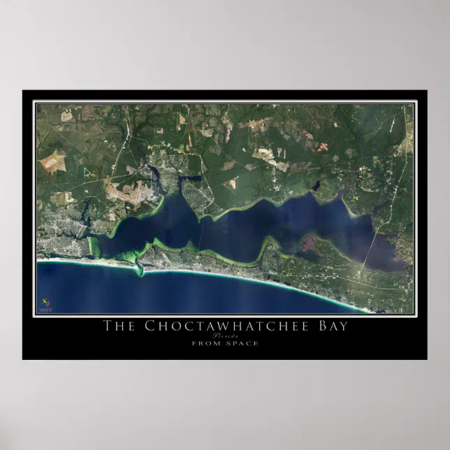 Destin - Choctawhatchee Bay Florida Satellite Map Poster | Zazzle