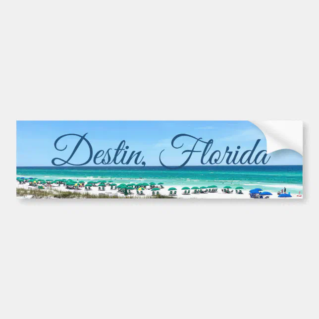 Destin Florida Coast Beach Umbrellas Pretty Photo Bumper Sticker | Zazzle