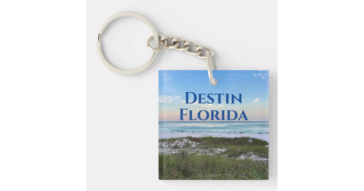 Destin Florida Custom Beach Vacation Souvenir Keychain | Zazzle