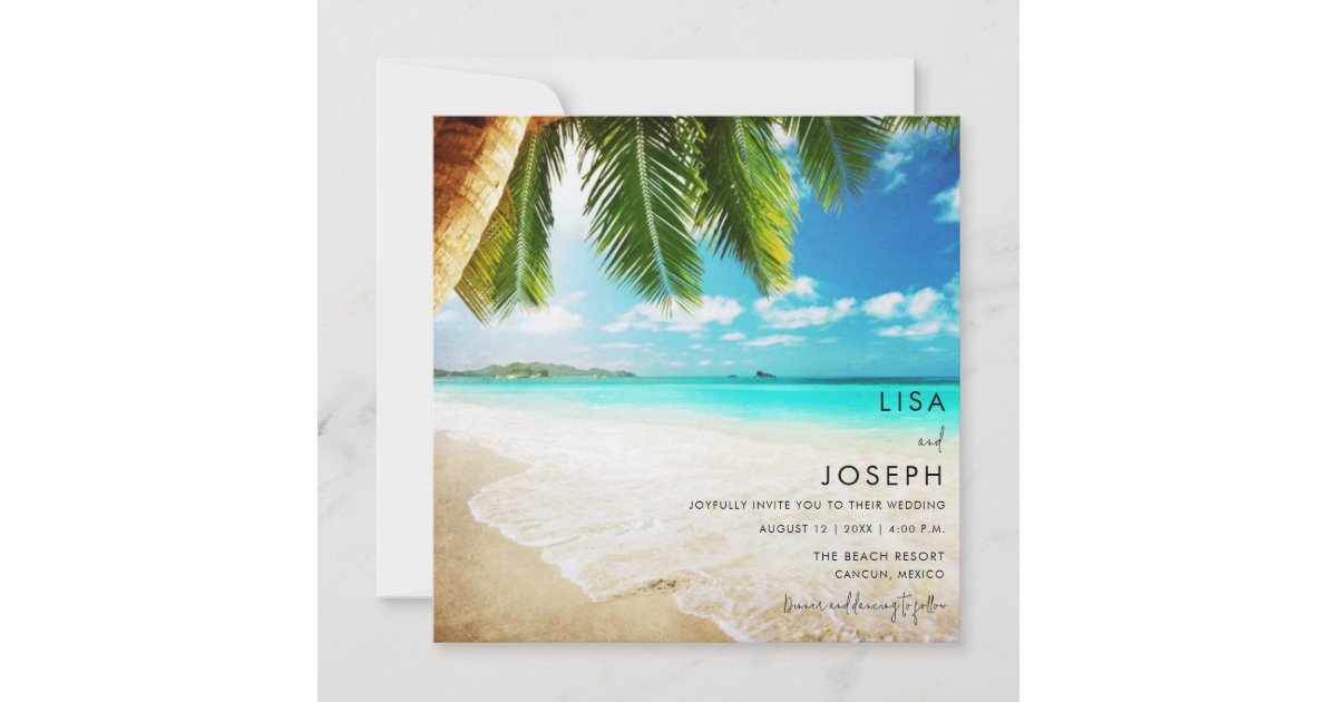 Destination Beach Wedding Announcement | Zazzle