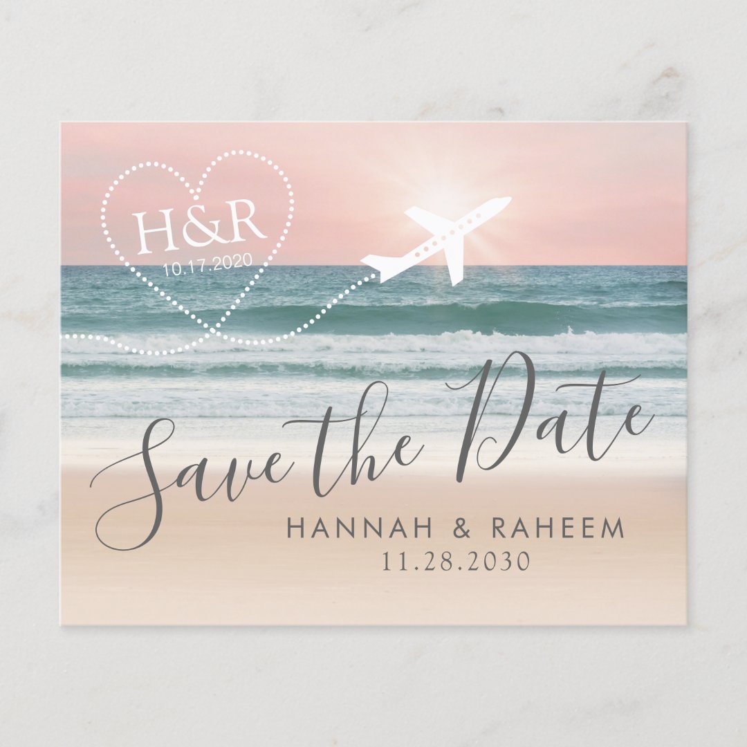 Destination Beach Wedding Sunset Save the Date | Zazzle