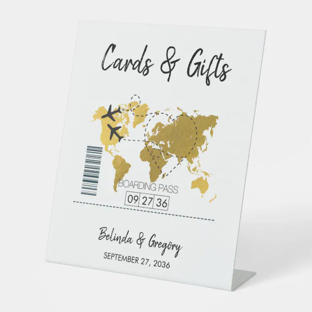 Destination Boarding Pass Wedding Cards & Gifts Pedestal Sign | Zazzle