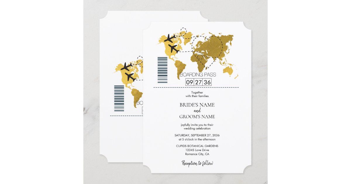 Destination Boarding Pass Wedding Invitation | Zazzle
