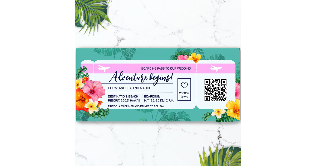 Destination Boarding Pass Wedding Save the Date | Zazzle