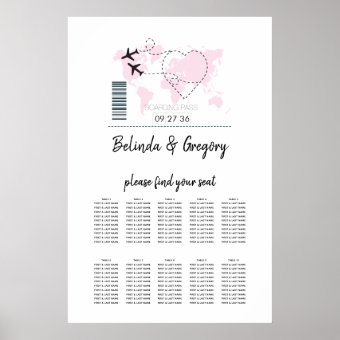 Destination Boarding Pass Wedding Seating Chart | Zazzle