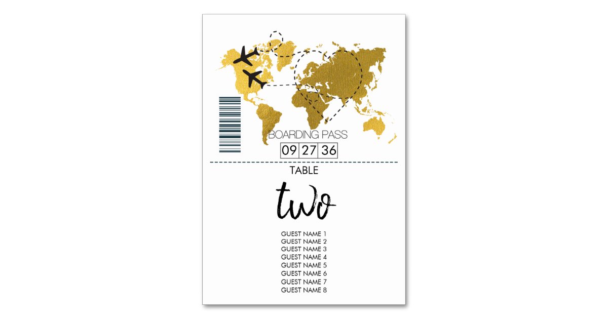 Destination Boarding Pass Wedding Table Number | Zazzle