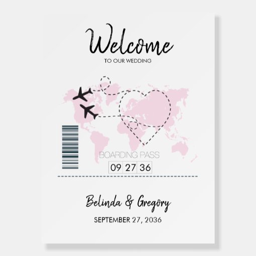 Destination Boarding Pass Wedding Welcome Sign | Zazzle