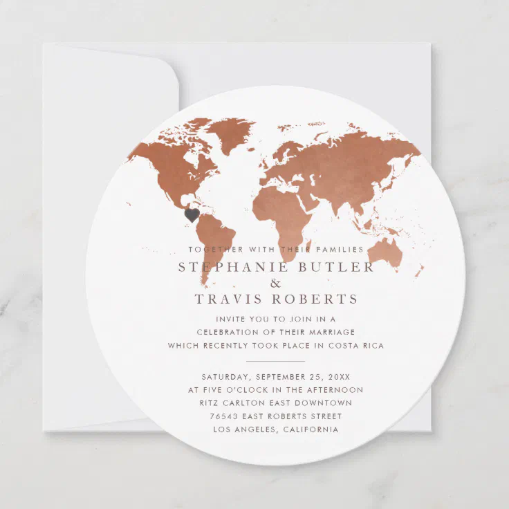 Destination Elopement Reception Globe Invitation | Zazzle